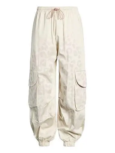 DISCLAIMER Cargo Pants With Leopard Print - Beige