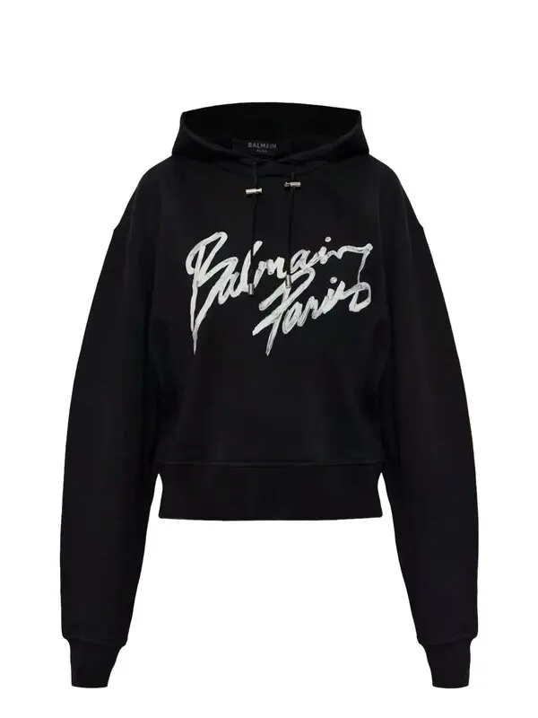 Balmain Script-graphic Hoodie - Black