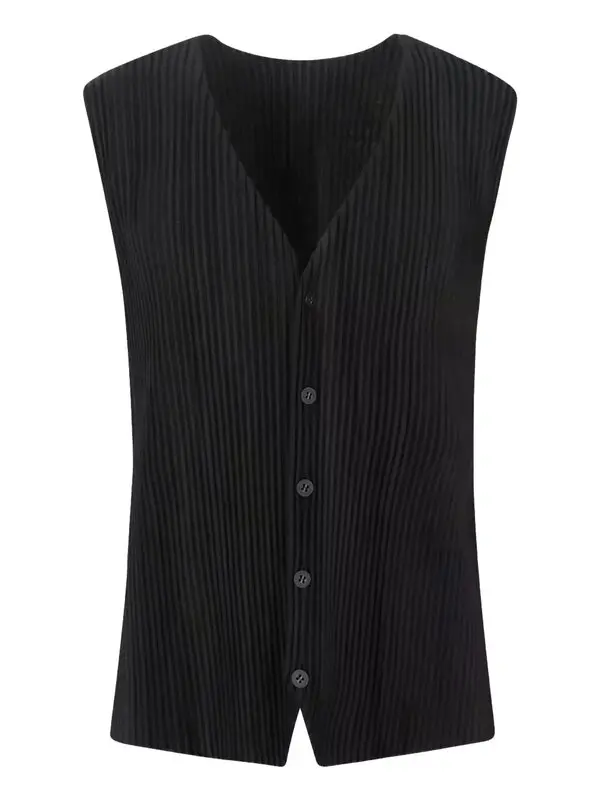 Issey Miyake Pleated Button Gilet - Black