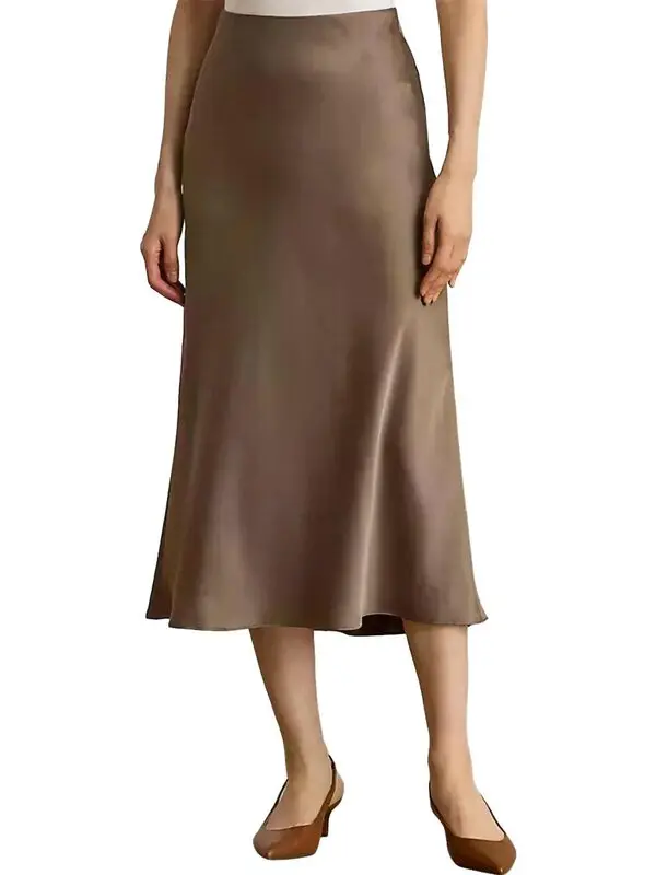 Ralph Lauren Satin Midi Skirt - Brown
