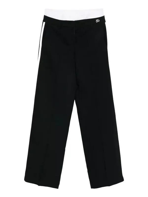Karl Lagerfeld Logo-embroidered Straight Trousers - Black