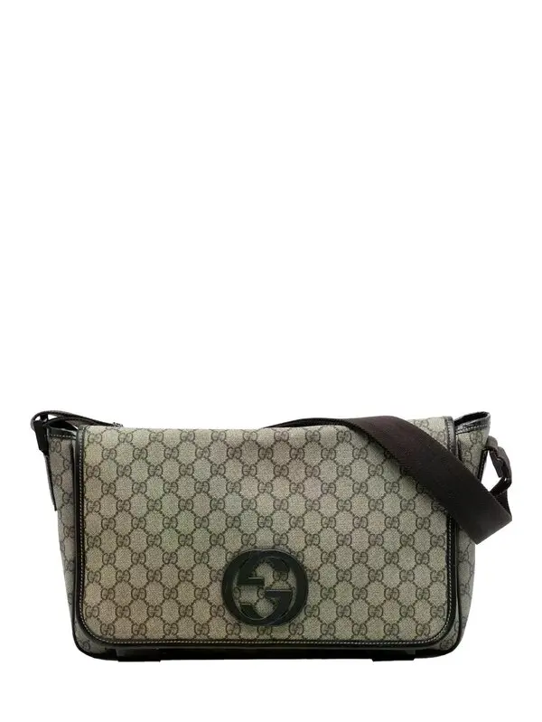 Gucci Gg Supreme Interlocking G Crossbody Bag - Brown