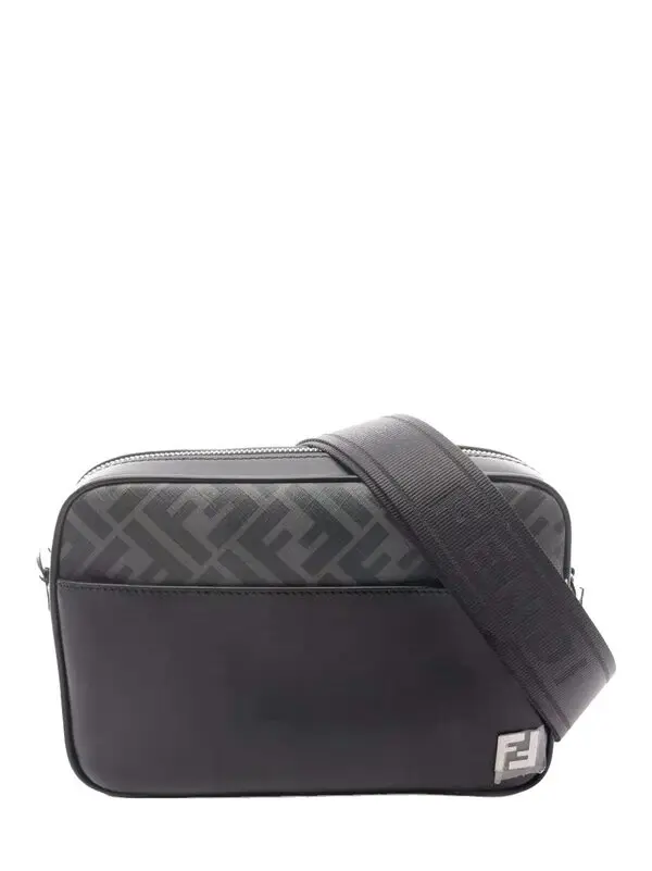 Fendi 2010-2025 Leather And Coated Canvas Ff Squared Camera Bag - Black