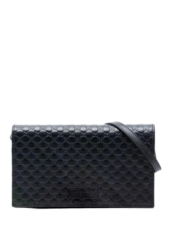 Gucci Microssima Wallet On Strap Crossbody Bag - Black