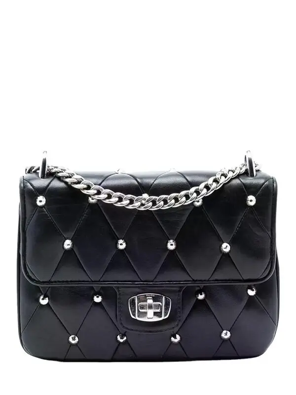 Miu Miu Studded Matelasse Leather Crossbody Bag - Black