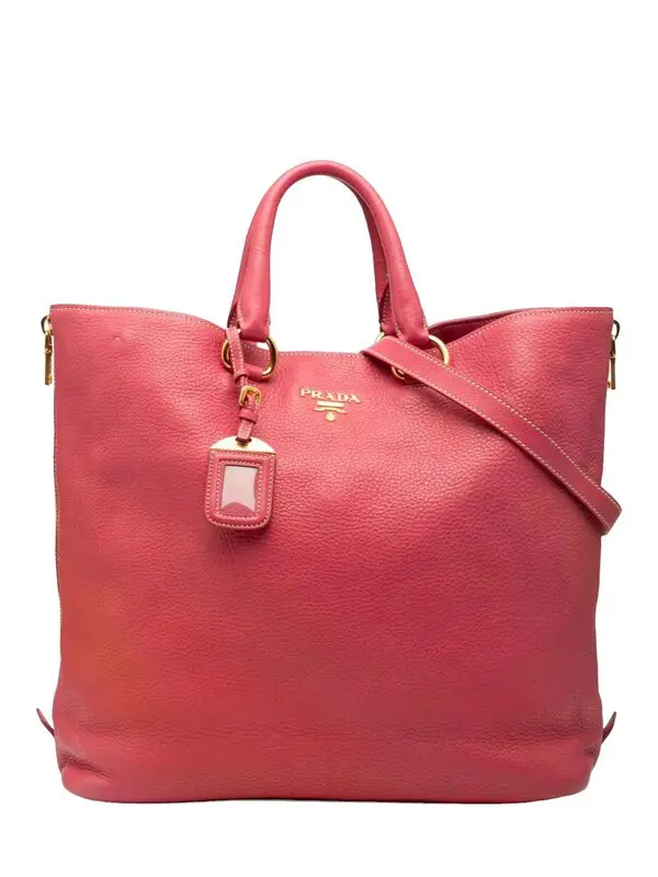 Prada Vitello Daino Side Zip Convertible Tote - Pink
