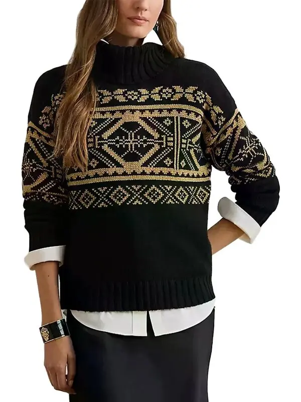 Ralph Lauren Fair Isle Roll-neck Sweater - Black