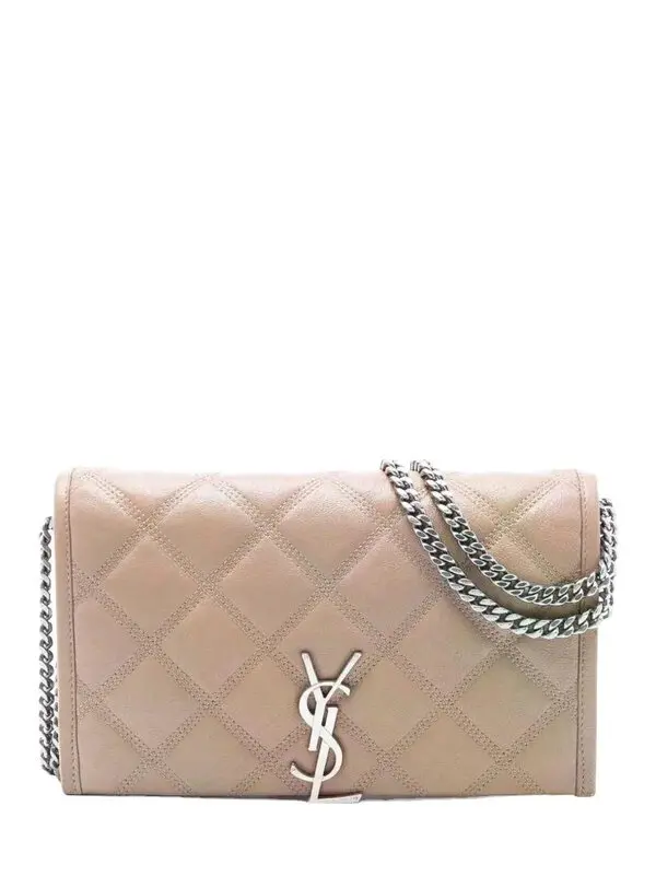 Saint Laurent 2020 Quilted Lambskin Becky Wallet On Chain - Brown