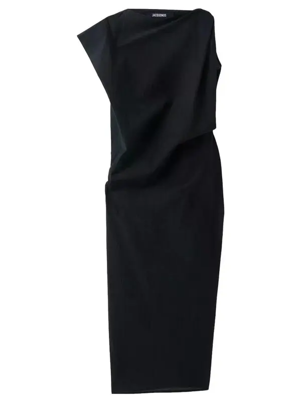 Jacquemus Draped Midi Dress - Black