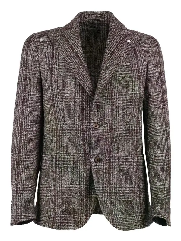 L.B.M. 1911 Buttoned Check-pattern Blazer - Brown