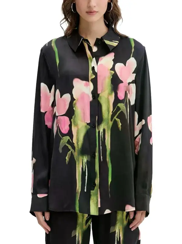 Stine Goya Floral Print Button-up Shirt - Black