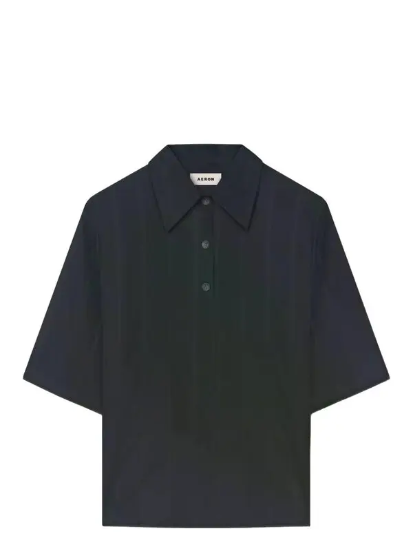 AERON Mae Buttoned Polo Shirt - Black