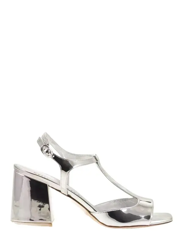 STUART WEITZMAN 85mm Flareblock Mirrored Sandals - Silver