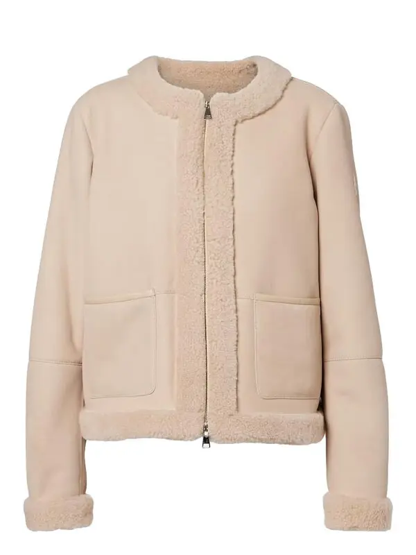Moncler Shearling-lined Suede Down Jacket - Beige