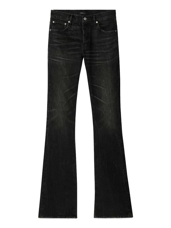 PURPLE BRAND Flocked Velvet Flare Jeans - Black