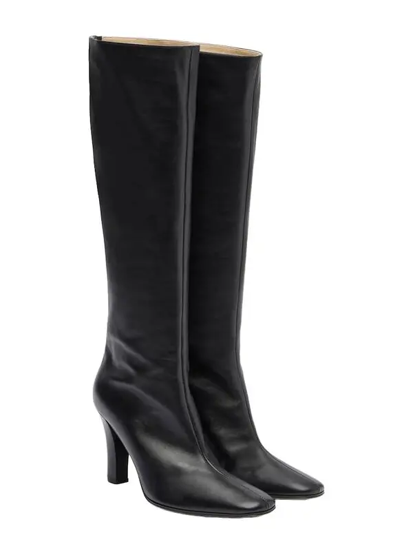 THE ROW Mona Leather Knee-high Boots - Black