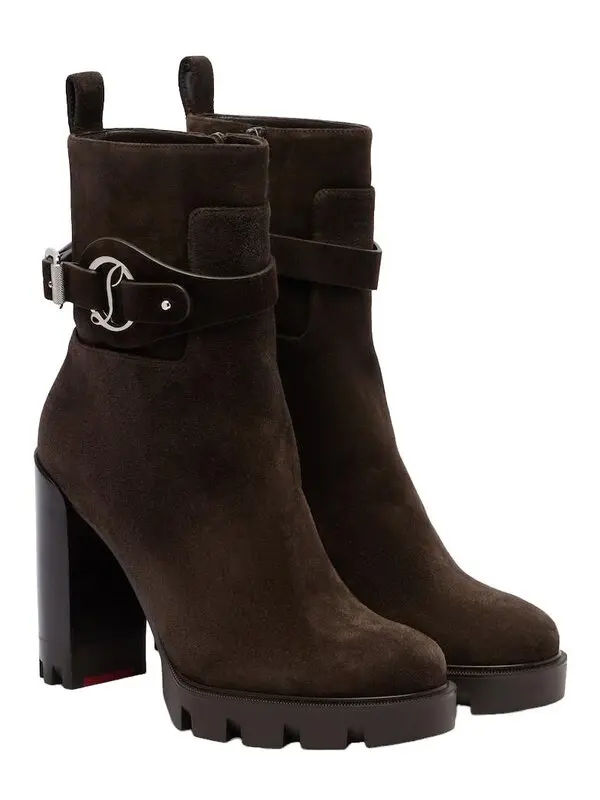 CHRISTIAN LOUBOUTIN Dianouchette 100 Suede Ankle Boots - Brown