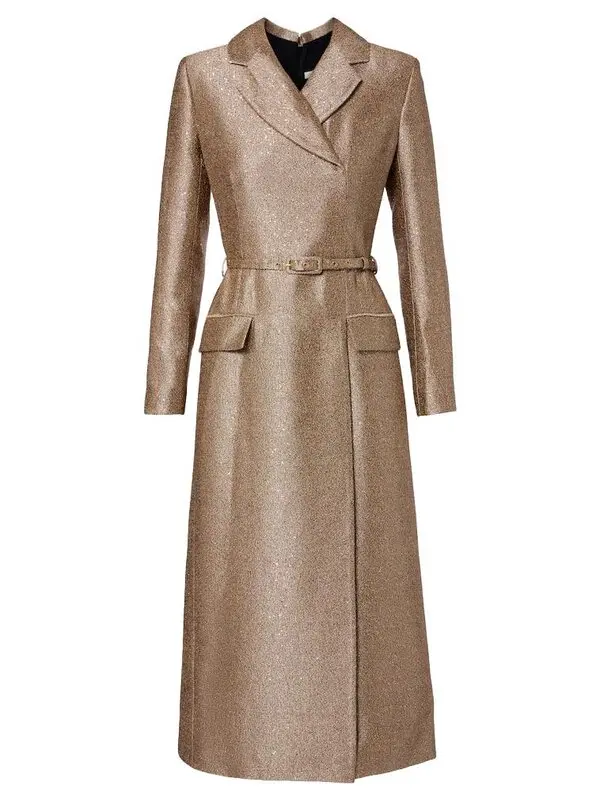 EMILIA WICKSTEAD Kalonice Belted Sequined Midi Dress - Gold