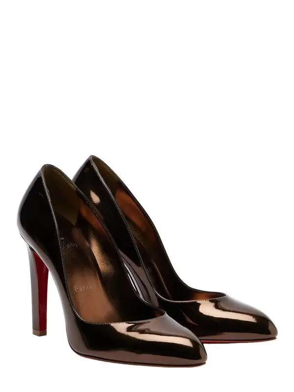 CHRISTIAN LOUBOUTIN Fannylove 100 Metallic Leather Pumps - Brown