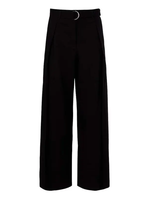 Loewe Belted Wide-leg Wool Pants - Black