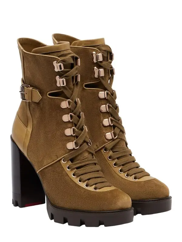 CHRISTIAN LOUBOUTIN Suede Ankle Boots - Brown