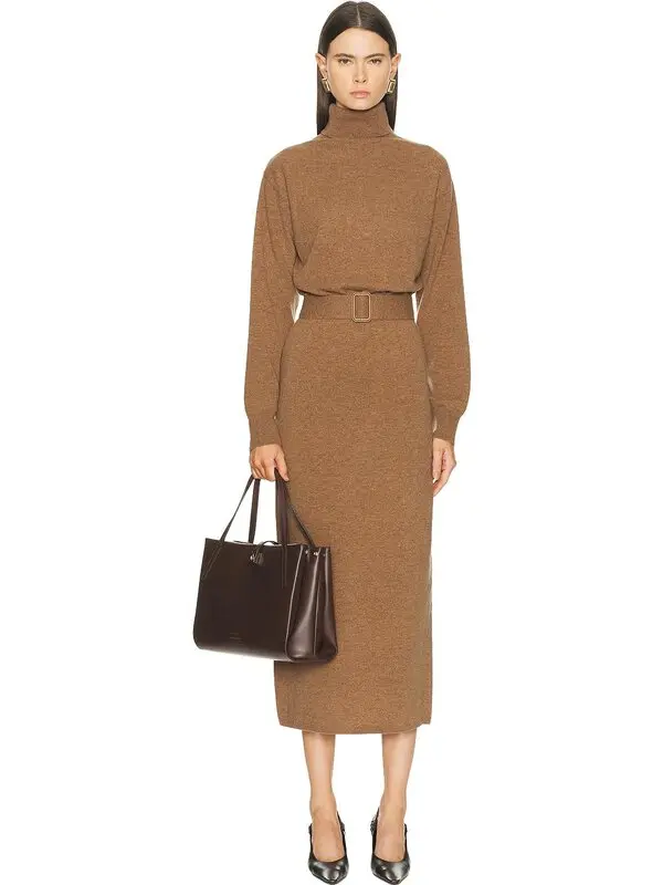 L'academie By Marianna Leslia Belted Midi Dress - Dark Camel