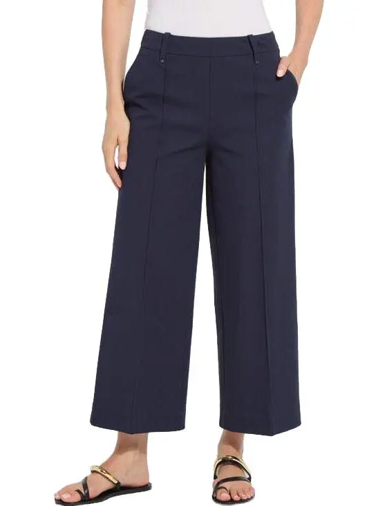 Lyssé Miranda Pull-on Crop Wide Leg Twill Pants - True Navy