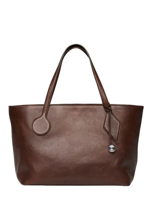 LIFFNER Large Sprout Leather Tote - Dark Brown