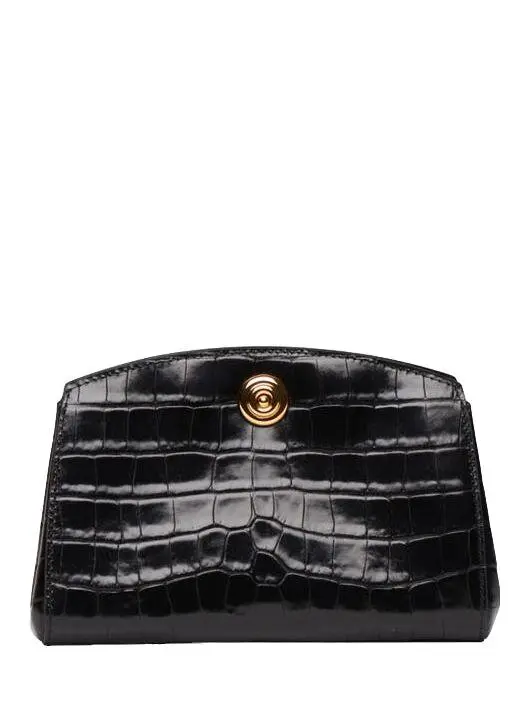 LIFFNER Pushlock Croc-embossed Leather Clutch - Black