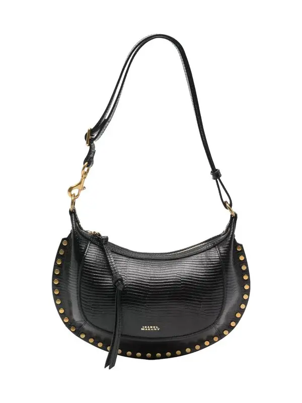 Isabel Marant Oskan Lizard-effect Studded Shoulder Bag - Black