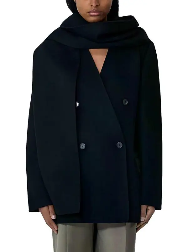 THE ROW Calitra Double-breasted Scarf Jacket - Black