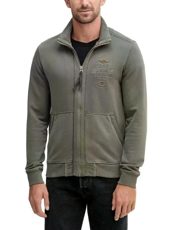 AERONAUTICA MILITARE Embroidered Zip-up Hoodie - Green