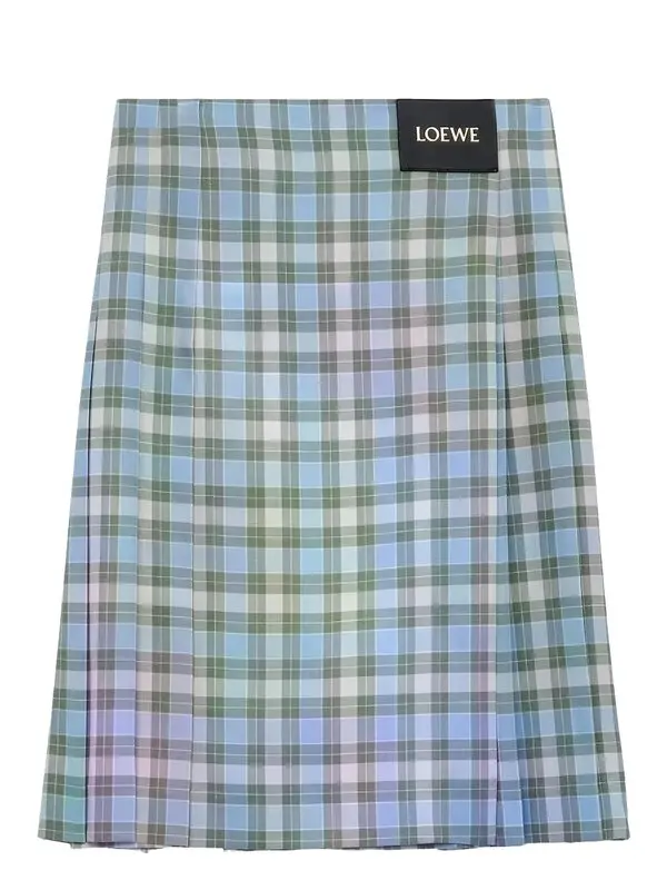 Loewe Pleated Wool-blend Skirt - Blue