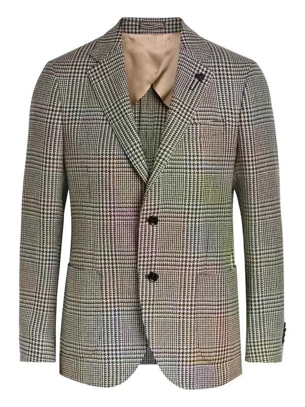 LARDINI Houndstooth Buttoned Blazer - Neutrals
