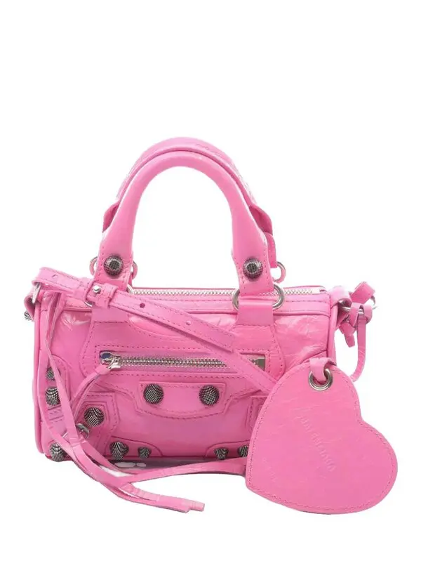 Balenciaga 2010-2025 Nano Lambskin Motocross Le Cagole Crossbody Bag - Pink