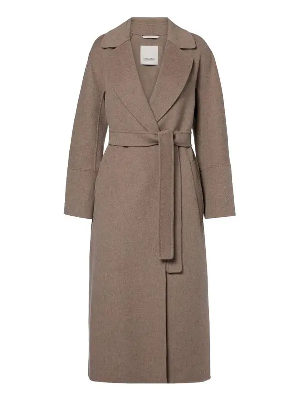 Max Mara Elisa Virgin Wool Wrap Coat - Beige