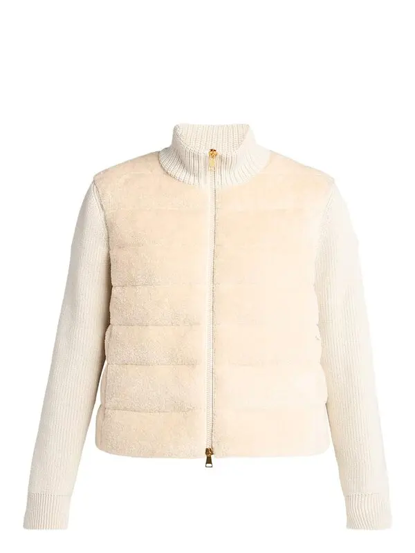 Moncler Padded Teddy And Wool Cardigan - White