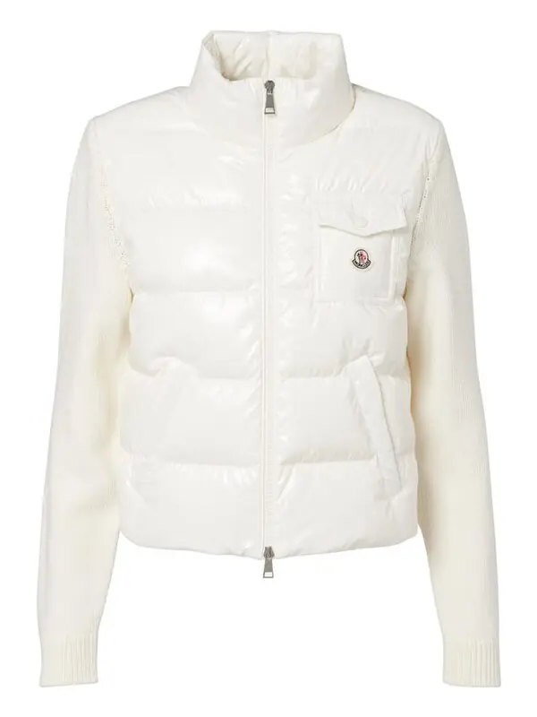 Moncler Down-paneled Wool Cardigan - White