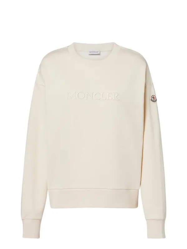 Moncler Logo Cotton Jersey Sweatshirt - White