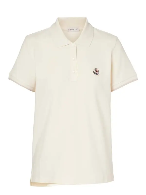 Moncler Logo Cotton Piqué Polo Shirt - White