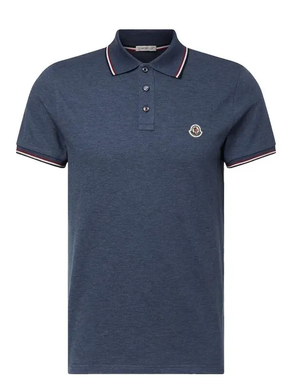 Moncler Cotton Piqué Polo Shirt - Blue