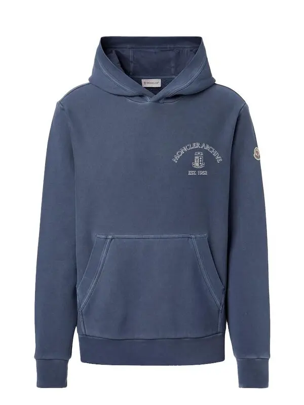 Moncler Logo Cotton Hoodie - Blue
