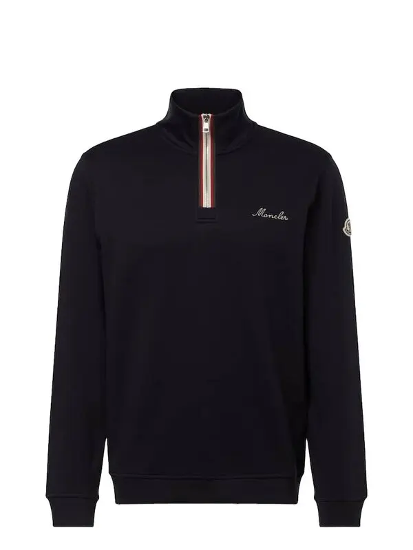 Moncler Cotton Jersey Half-zip Sweatshirt - Blue