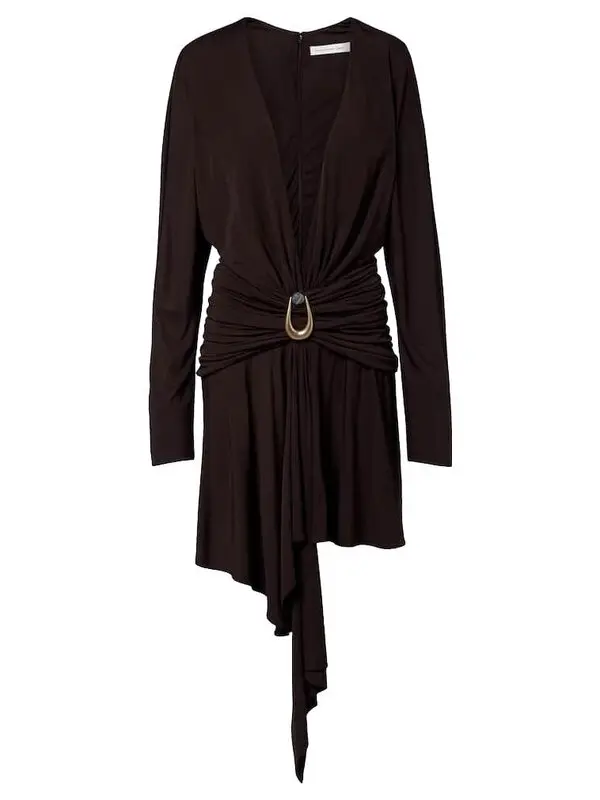 Christopher Esber Draped Jersey Minidress With Pin - Brown