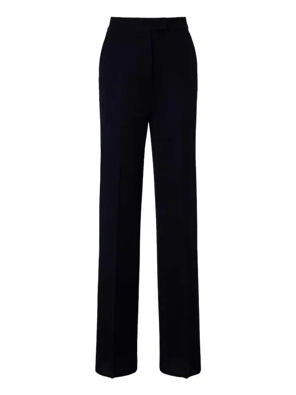 Max Mara Attinia Virgin Wool Piqué Wide-leg Pants - Blue