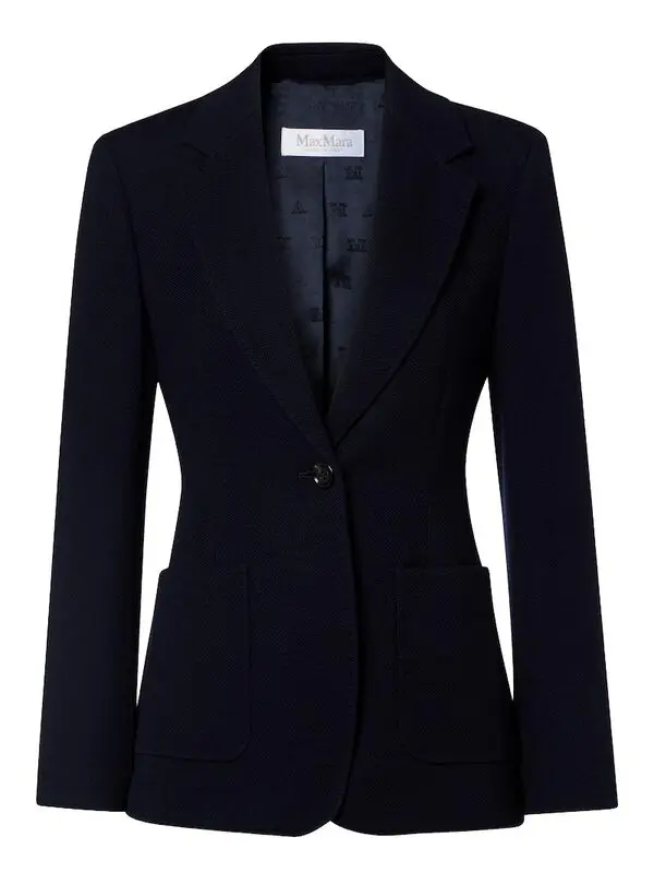 Max Mara Virgin Wool Jersey Blazer - Blue
