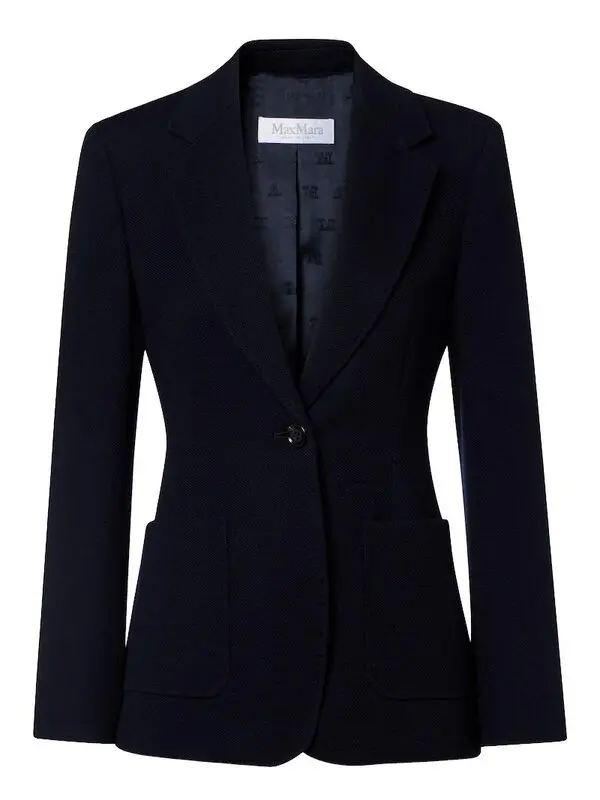 Max Mara Virgin Wool Jersey Blazer - Blue