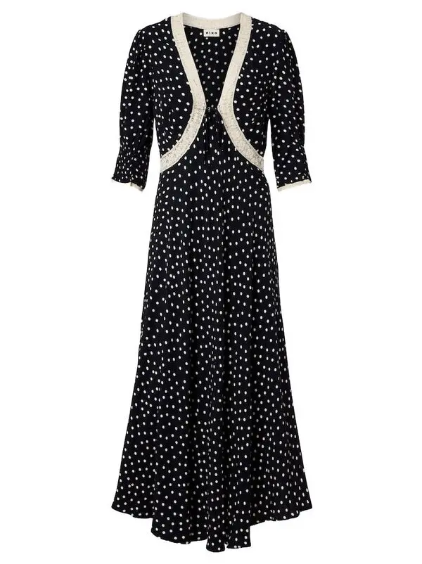 Rixo Amina Polka-dot Crêpe Midi Dress - Blue