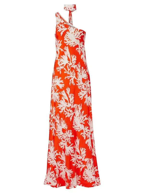 ALEXANDRA MIRO Odetta Scarf-detail One-shoulder Gown - Orange