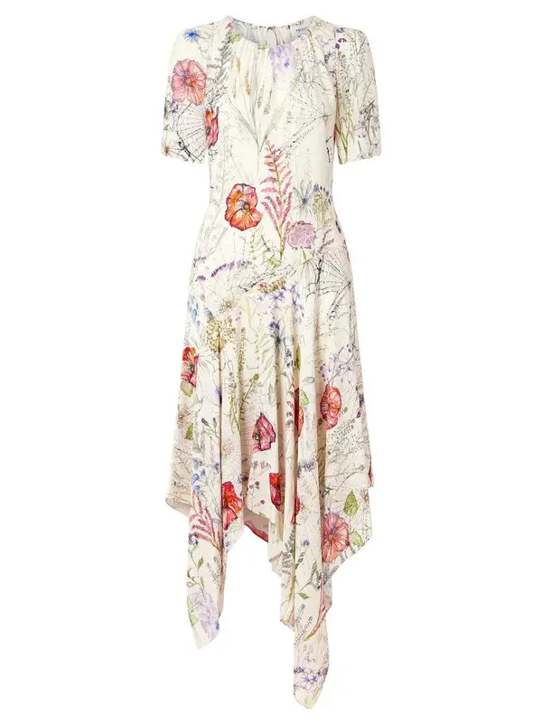 Alexander McQueen Floral-print Crepe Midi Dress - Ivory